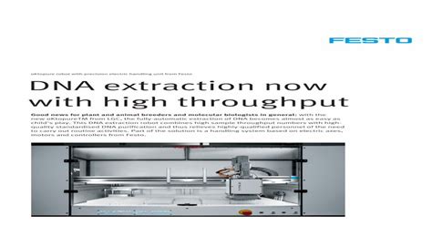 Pdf Dna Extraction Now With High Throughput Festo€¦ · Dna