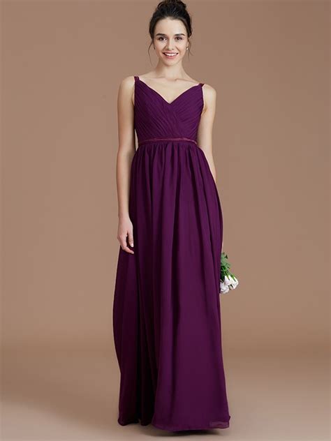 A Lineprincess V Neck Sleeveless Ruched Floor Length Chiffon
