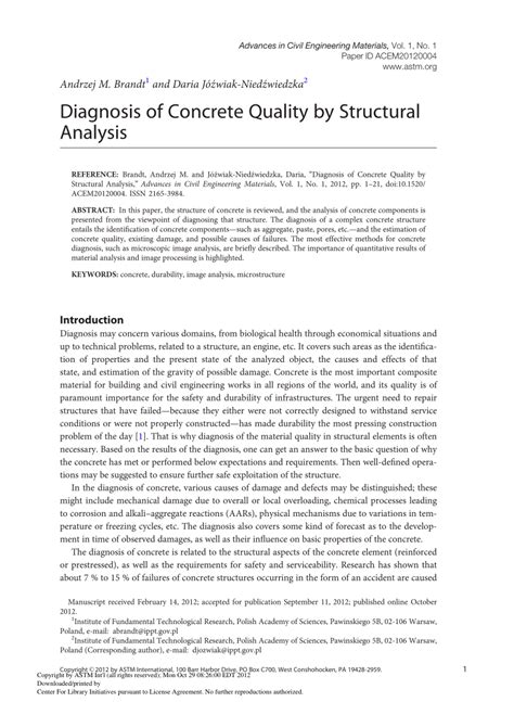 Pdf Diagnosis Of Concrete Quality By Structural Analysis