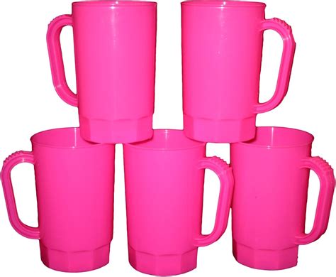 Talisman Plastic Beer Mugs 1 Pint Pack 10 Color Pink