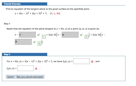 Solved Find An Equation Of The Tangent Plane To The Given