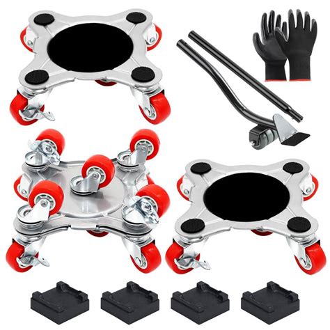 Angel Sar 4 Piece Upgrade Large Furniture Movers With 5 Red Wheels Mix
