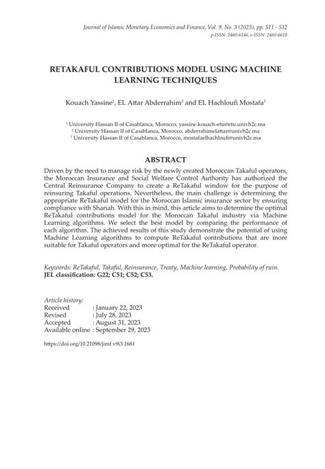 Pdf Retakaful Contributions Model Using Machine Learning Techniques