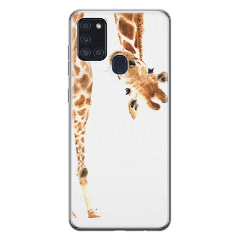 Leuke Telefoonhoesjes Samsung Galaxy A21s Siliconen Hoesje Giraffe Peekaboo Leuke