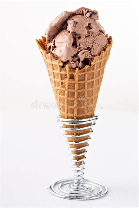 Chocolate Ice Cream In A Waffle Cone Stock Image Image Of Background