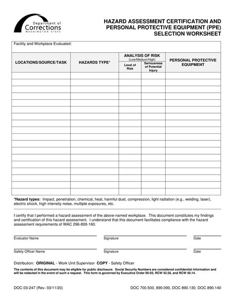Form Doc03 247 Download Printable Pdf Or Fill Online Hazard Assessment