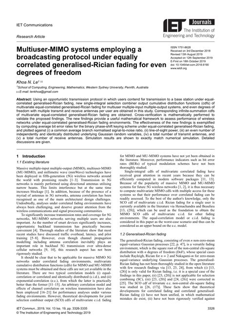 Pdf Multiuser Mimo Employing A Broadcasting Protocol Under Equally Correlatedgeneralised