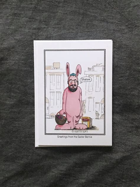 Funny Easter Bernie Card Rabbi In Bunny Suit Passover Easter Greeting