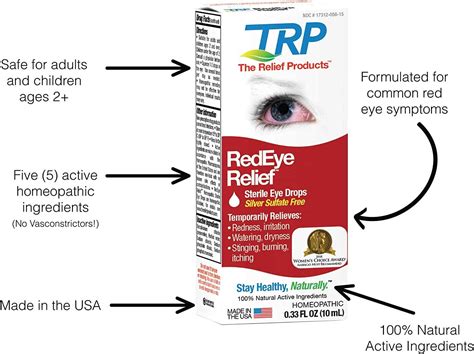 Red Eye Relief Sterile Eye Drops Soothe Redness And Dryness 33 Fl Oz