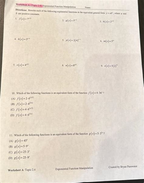 solved worksheet a topic 2 4 exponential function