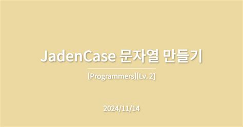 Programmers Lv Jadencase