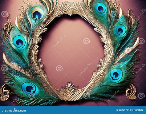 Illustrated Frame With Peacock Feathers Stock Illustration Illustration Of Design Cartoon