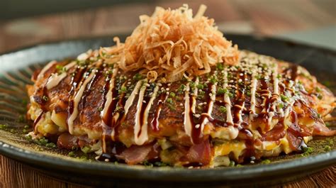 Premium Photo Okonomiyaki A Savory Japanese Pancake Filled With A