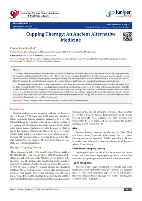 Pdf Cupping Therapy An Ancient Alternative Medicine