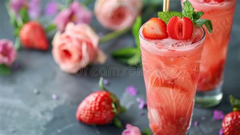 Refreshing Summer Cocktail With Fresh Fruit Stock Image Image Of