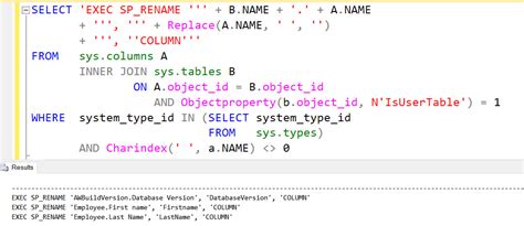 Sql Server Script Remove Spaces In Column Name In All Tables Sql Authority With Pinal Dave