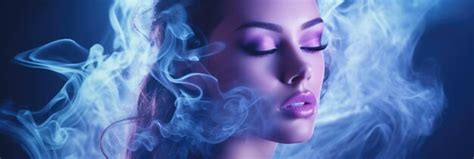 Premium Photo Portrait Of A Girl On A Blue Background