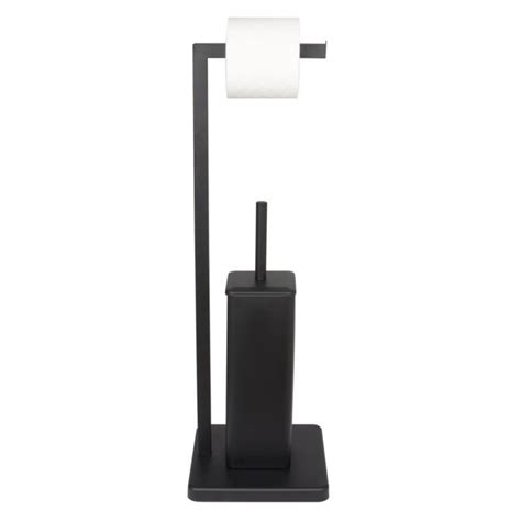 WC Rolhouder Staand Met Toiletborstel 20x63cm Zwart Vikingchoice Nl