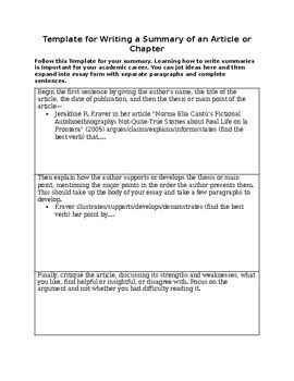 Template For Summary Of A Article Or Chapter By Regents Academy TPT