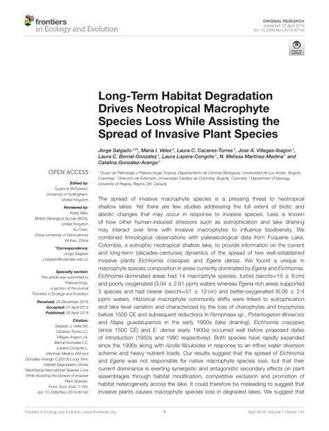 Pdf Long Term Habitat Degradation Drives Neotropical Macrophyte