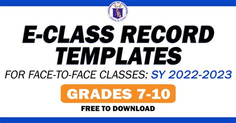 Grades 7 10 E Class Record Templates Download Here Deped Click