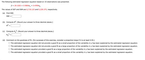 Solved The Following Estimated Regression Equation Based On Chegg
