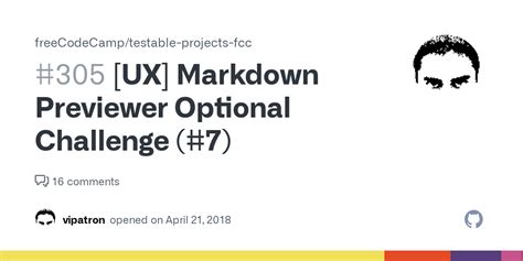 Ux Markdown Previewer Optional Challenge Issue Freecodecamp Testable Projects