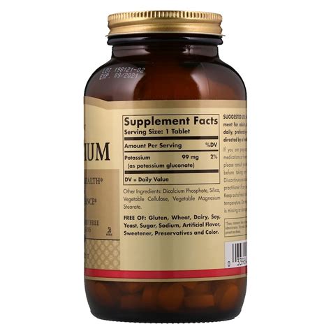 Solgar Potassium 250 Tablets Nutrition Rite