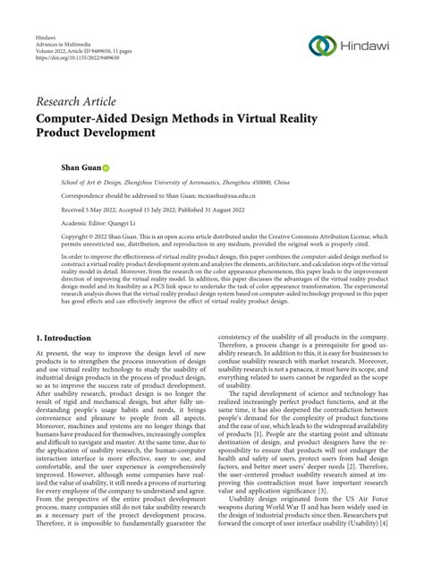 Pdf Computer Aided Design Methods In Virtual Reality Product Development