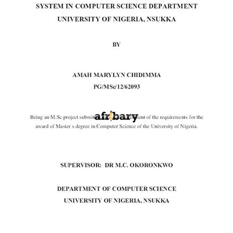 Course Registration And Result Processing System In Computer Science