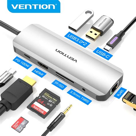Vention USB C Hub In Upgrade PD W Type C To USB HDMI RJ Hub Adapter Type C HUB Dock