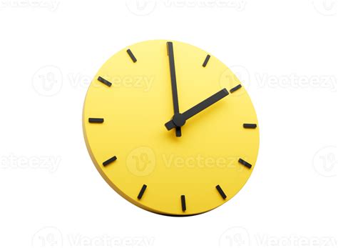 3d Simple Yellow Round Wall Clock 2 Oclock Two Oclock 3d Illustration
