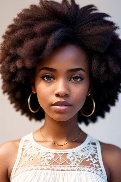 Une Femme Aux Cheveux Naturels Dans Un Haut Blanc Photo Premium