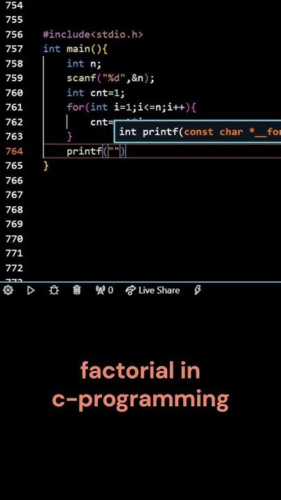 Factorial In C Programming Programminglanguage Coding Shorts