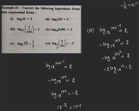 Example 26 Convert The Following Logarithmic Form Into Exponential Form