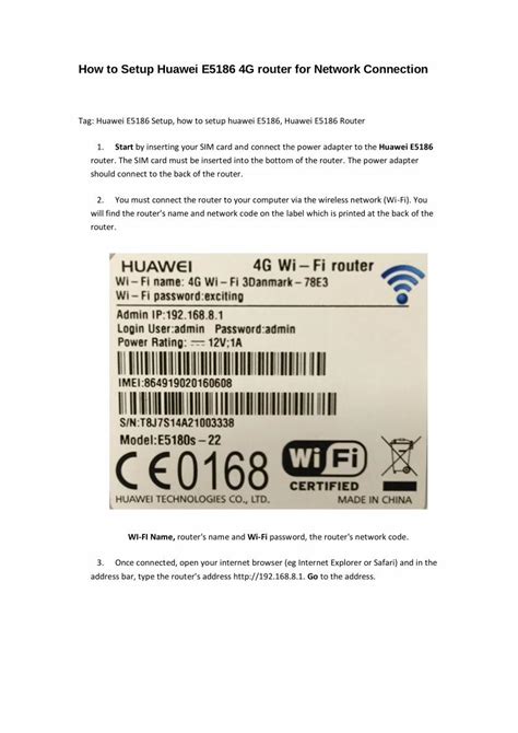 Pdf How To Setup Huawei E5186 4g Router For Net Dokumentips