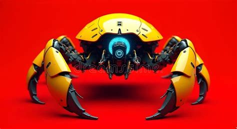 Red And Yellow Combat Inspired Spider Robot Generative Ai Stock Illustration Illustration Of