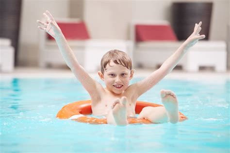 Happy Boy Swiming In Pool Stock Image Image Of Jacuzzi 56766413