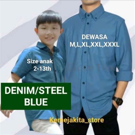 Jual Kemeja Biru Denim Oxy Blue Steel Lengan Panjang Dan Pendek Shopee Indonesia