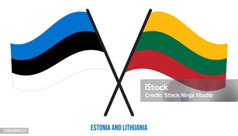 에스토니아와 리투아니아 플래그 교차 하 고 플랫 스타일을 흔들 공식 비율 올바른 색상입니다 0명에 대한 스톡 벡터 아트 및 기타 이미지 Istock