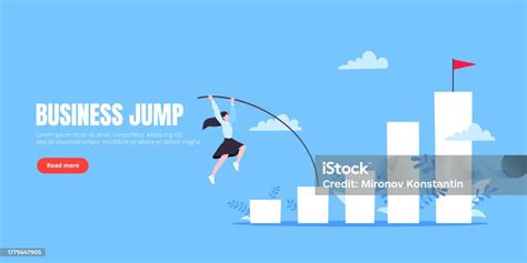 사업가 점프 폴 높이뛰기 그래프 막대 평면 스타일 디자인 벡터 일러스트 레이 션 Next Level English Phrase에 대한 스톡 벡터 아트 및 기타 이미지