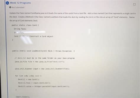 solved week 12 programs o not submitted update the class