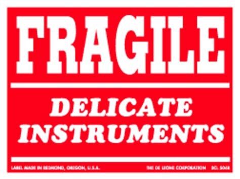 3 X 4 Fragile Delicate Instruments Labels
