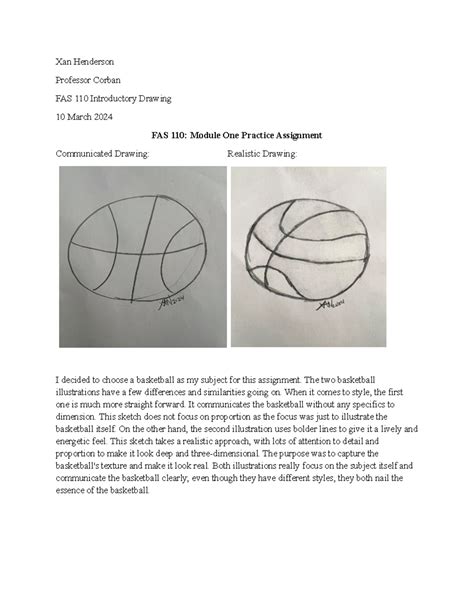 Module One Practice Assignment Xan Henderson Professor Corban Fas 110 Introductory Drawing 10