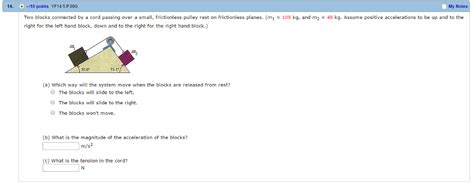 Solved Two Blocks Connected By A Cord Passing Over A Small Chegg
