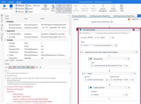 For Each List Item Error On Odata Filter Expression Activity Type