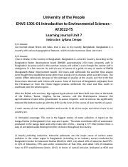 ENVS 1301 Learning Journal Unit 7 Docx University Of The People ENVS
