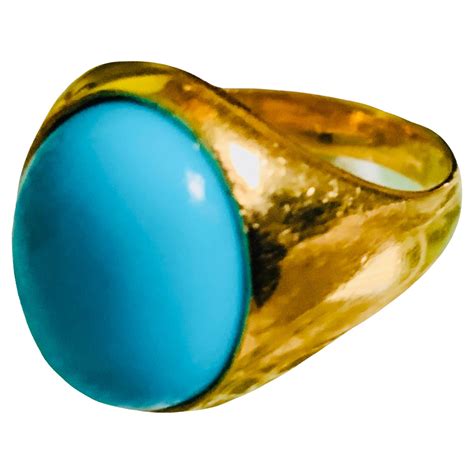 18k Yellow Gold Turquoise Signet Ring For Sale At 1stdibs