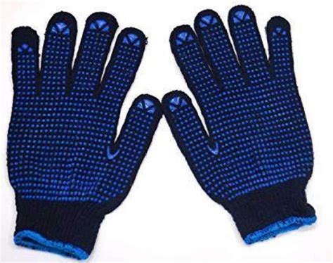 Professional Working Gloves Navy Blue Polycotton Shell Blue Pvc Dots