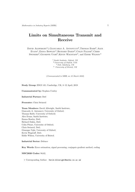 Pdf Limits On Simultaneous Transmit And Receive
